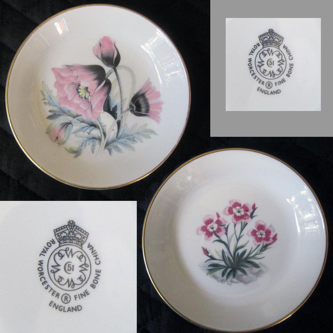 Royal Worcester Floral Set of Two Bone China Coasters or - Etsy