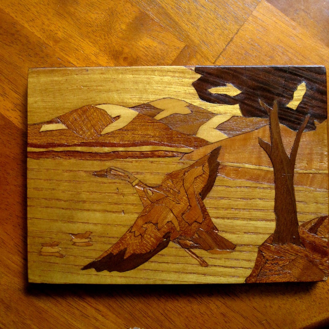 Inlaid Wood Picture by Mary L. Eck Duck and Ducklings 1981 - Etsy