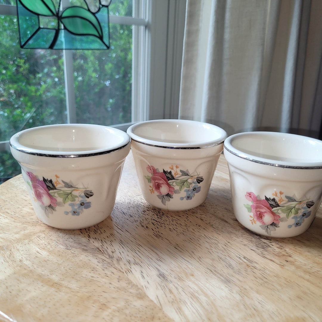 Three Vintage Custard Cups Made in USA by Universal Potteries 1940s - Etsy