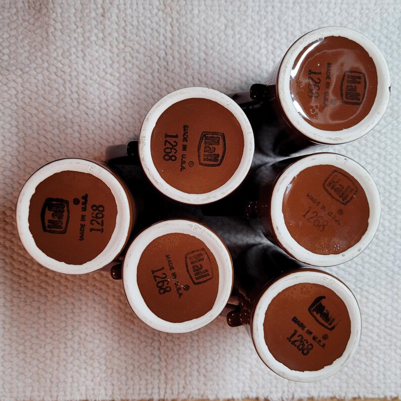 Set of Six HALL Espresso Cups in Brown 1268 Made in USA - Etsy