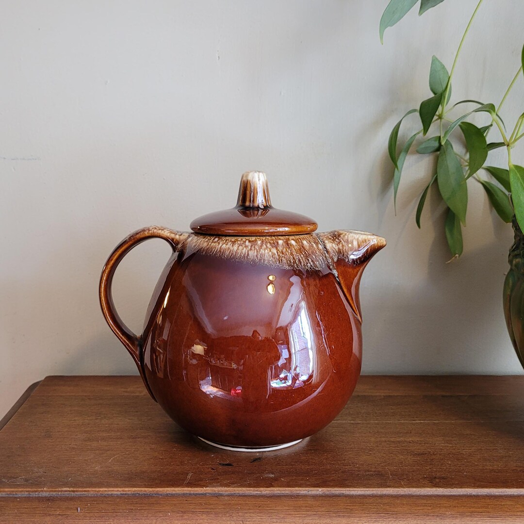 Vintage Teapot HULL Pottery Brown Drip Glaze With Lid Made in 1960s USA ...