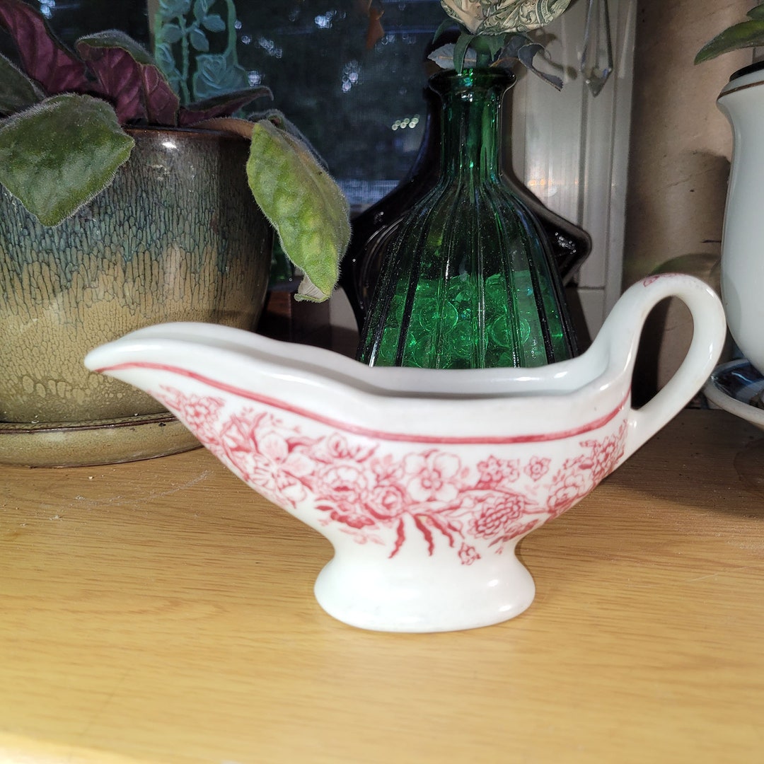 Shenango Avon Pattern Vintage Restaurant Hotel China Red Stripe Floral ...