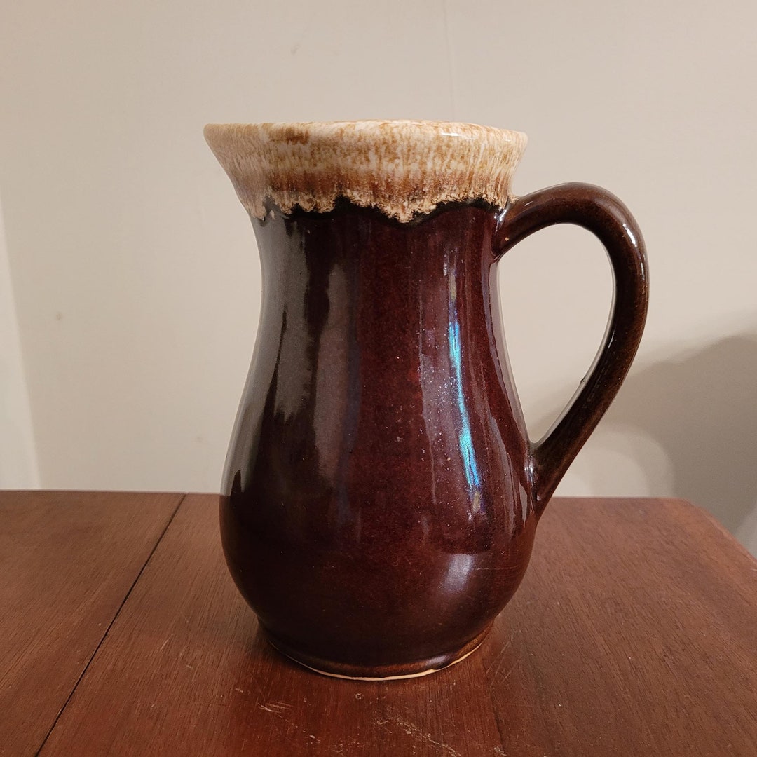 Brown Drip Pitcher R.R.P. CO. Robinson Ransbottom Roseville, Ohio USA 6 ...