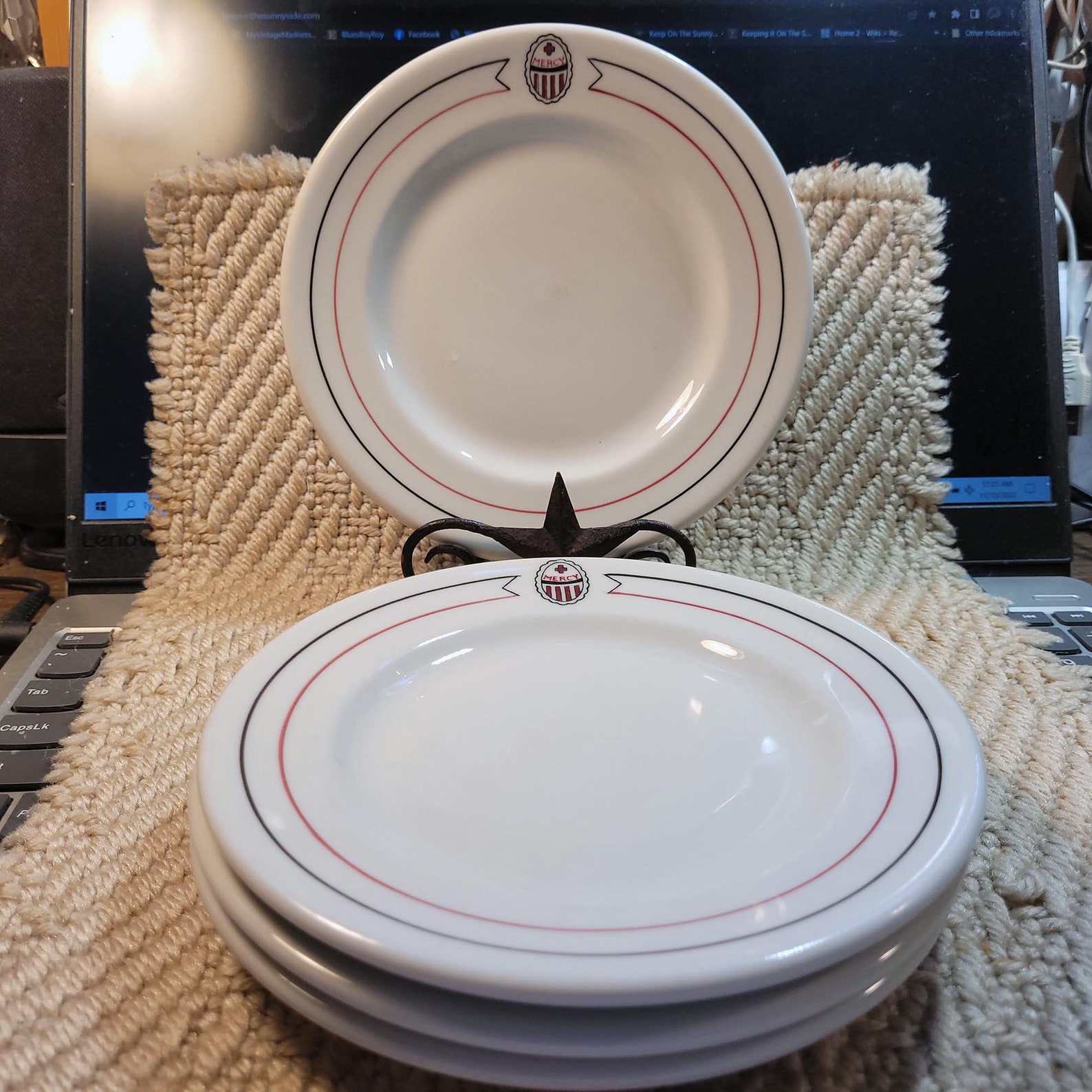 Four Vintage Mercy Hospital Plates Mayer China Top Mark Mercy - Etsy