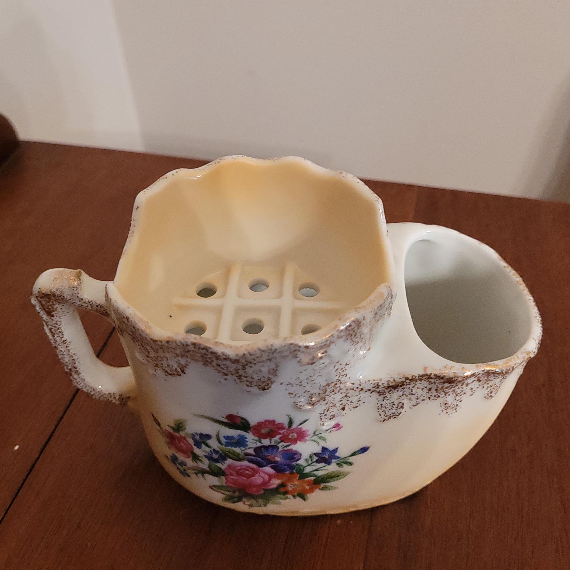 Antique Floral Shaving Scuttle Gold Trim Excellent Condition - Etsy