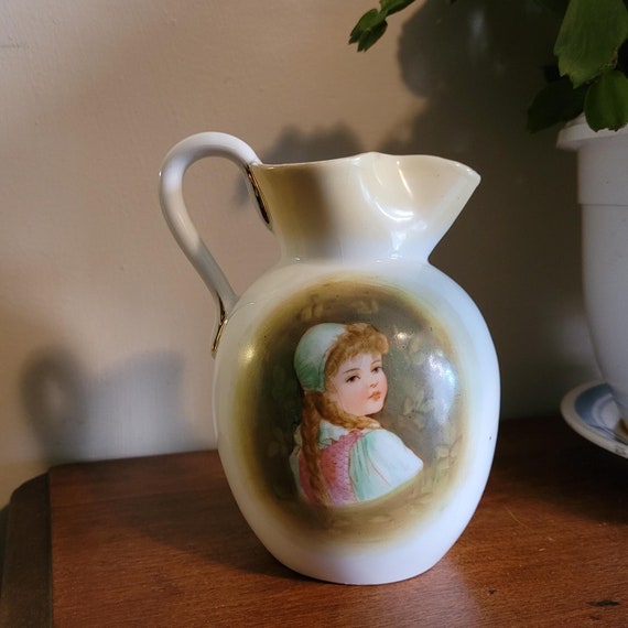 Portrait Pitcher Antique Heubach Made in Germany Hand Painted - Etsy