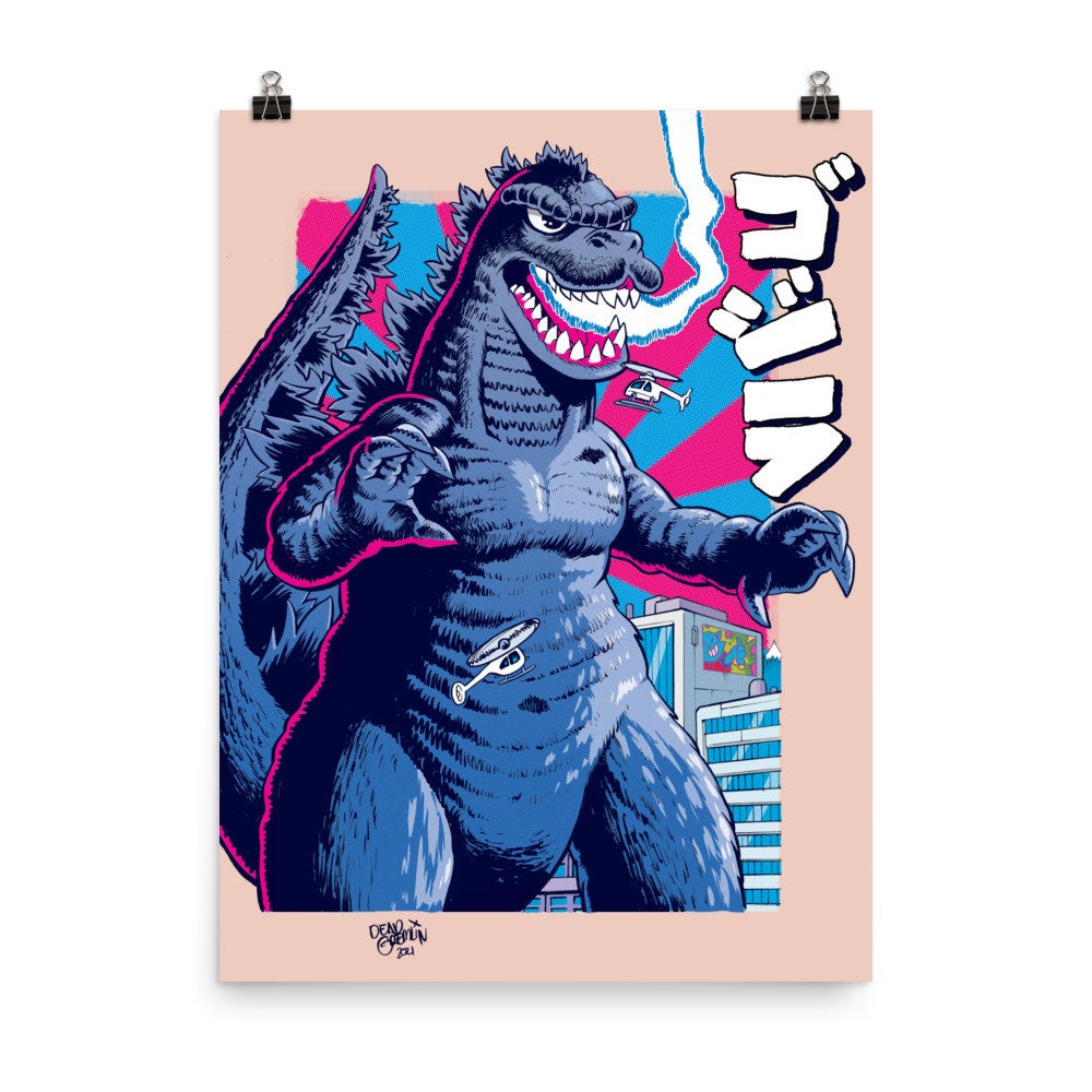 Godzilla Poster 12x18in Kaiju Wall Art Japanese Monster - Etsy