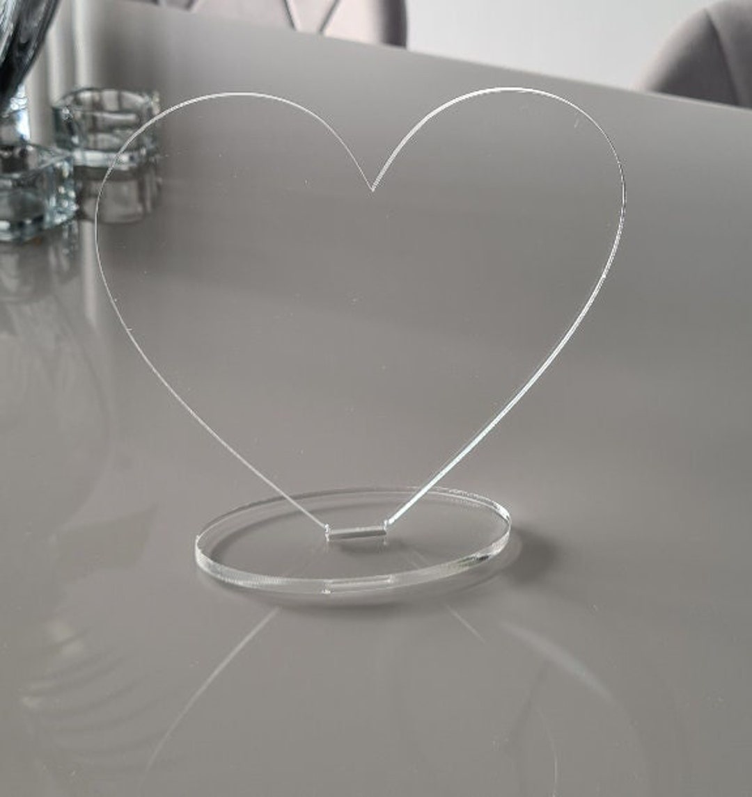 15cm Clear Acrylic Heart With Base, Freestanding Heart, Vinyl Blanks ...