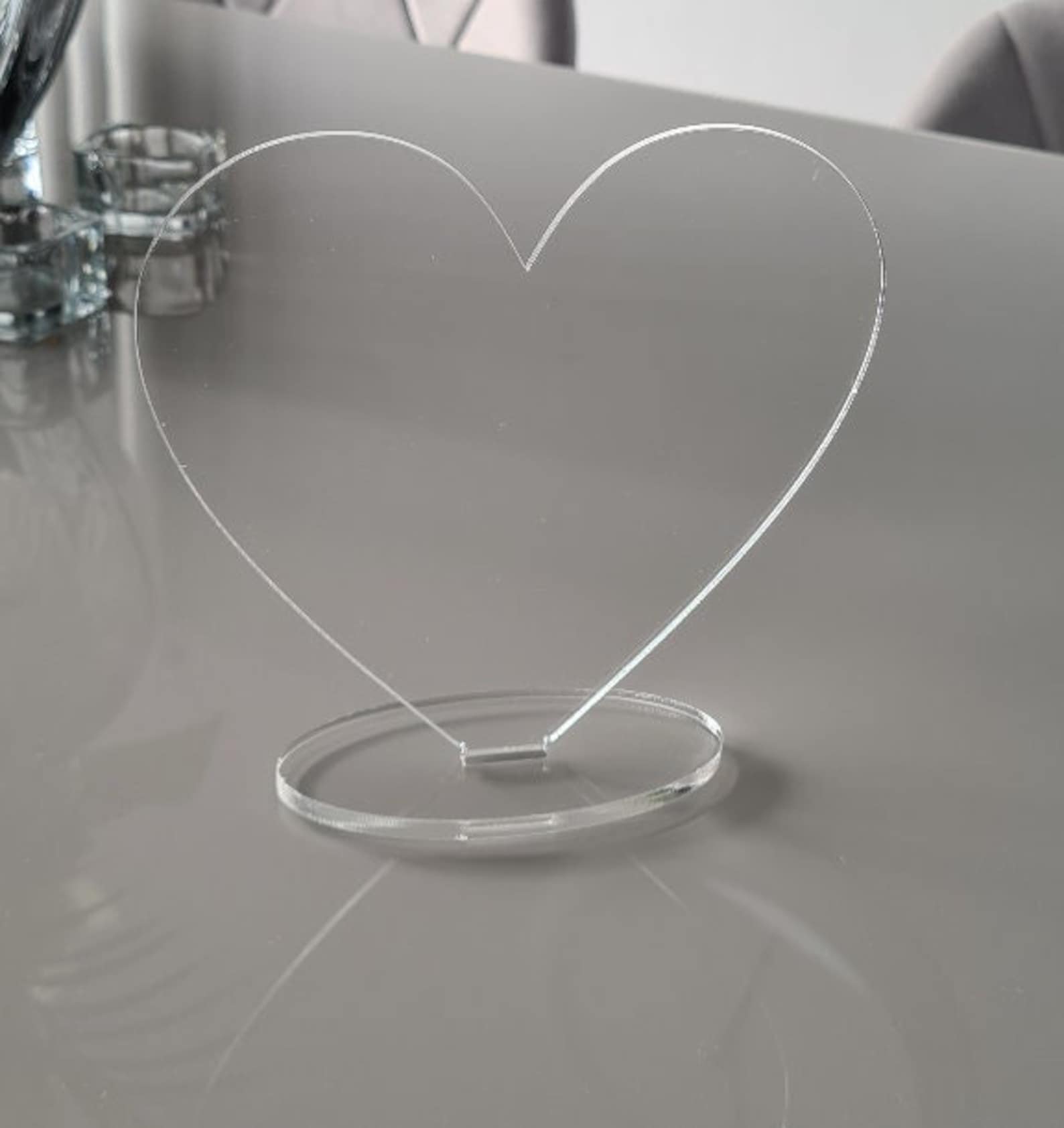 15cm Clear Acrylic Heart With Base, Freestanding Heart, Vinyl Blanks ...