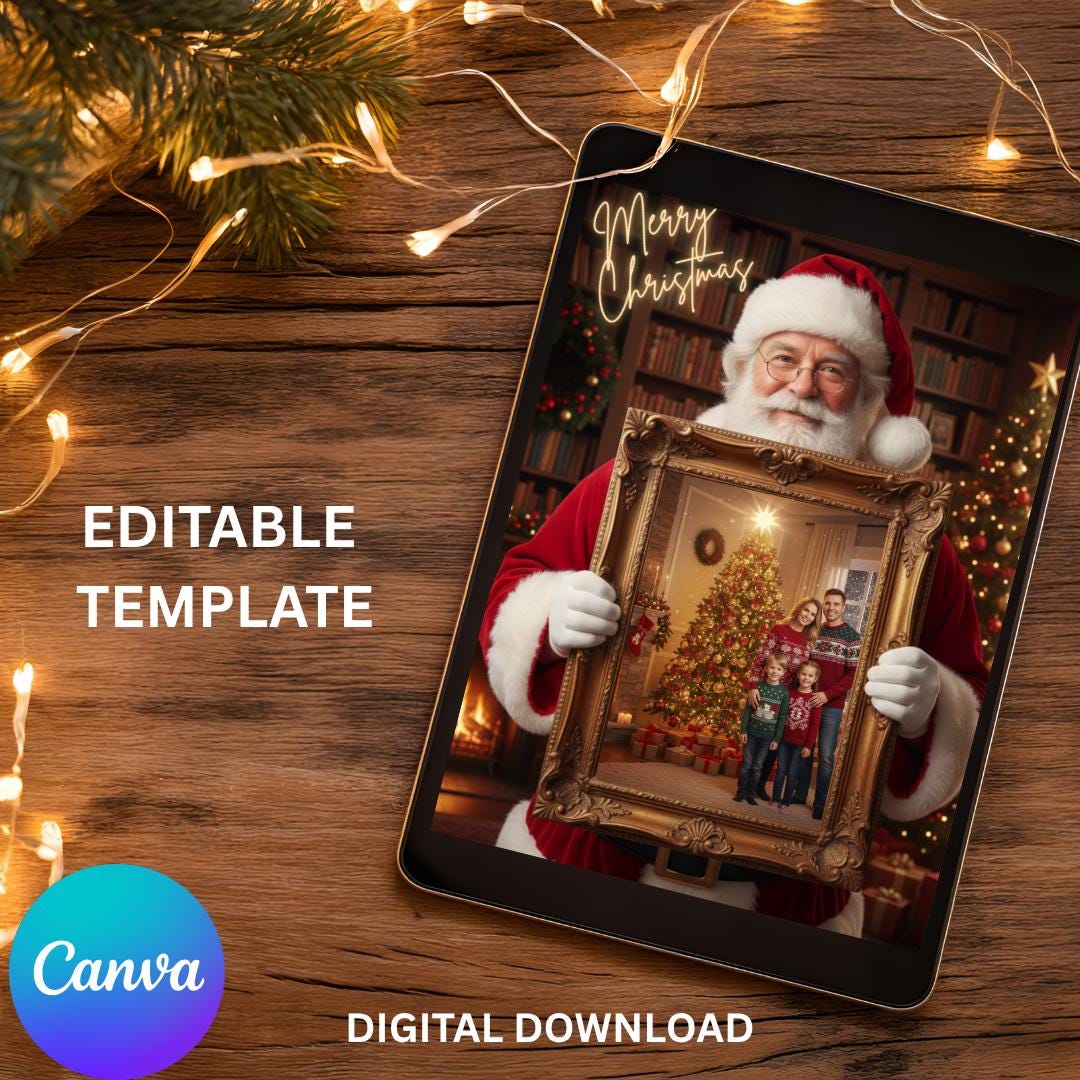 Editable Santa Photo Frame, Personalised Santa Image, Your Photo With ...