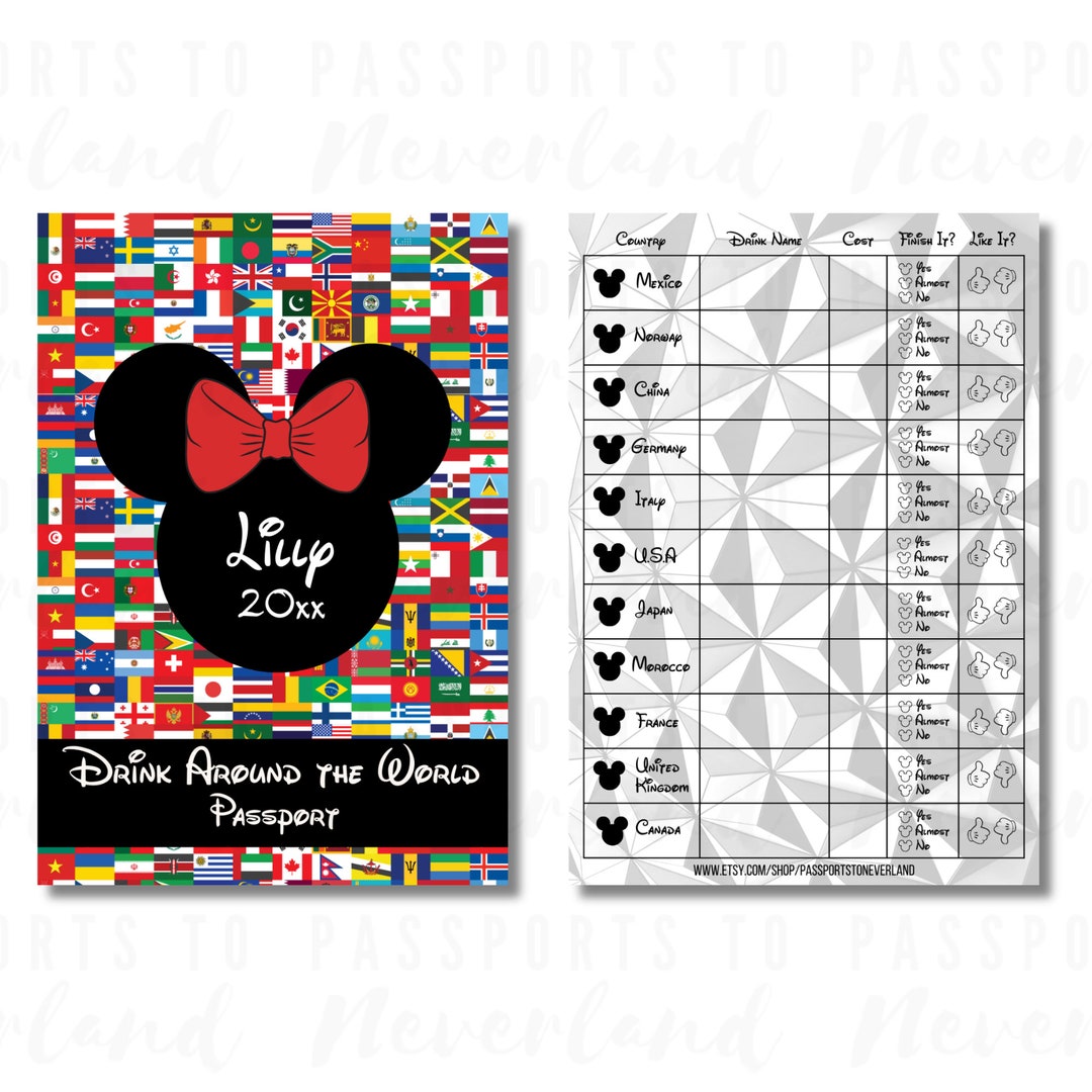 EPCOT Drink or Snack Around the World Passport Flag Edition MICKEY or ...