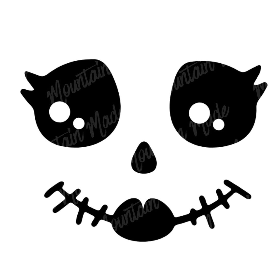 Skeleton Face PNG – Cute Halloween Skull With Lashes – Digital Download ...