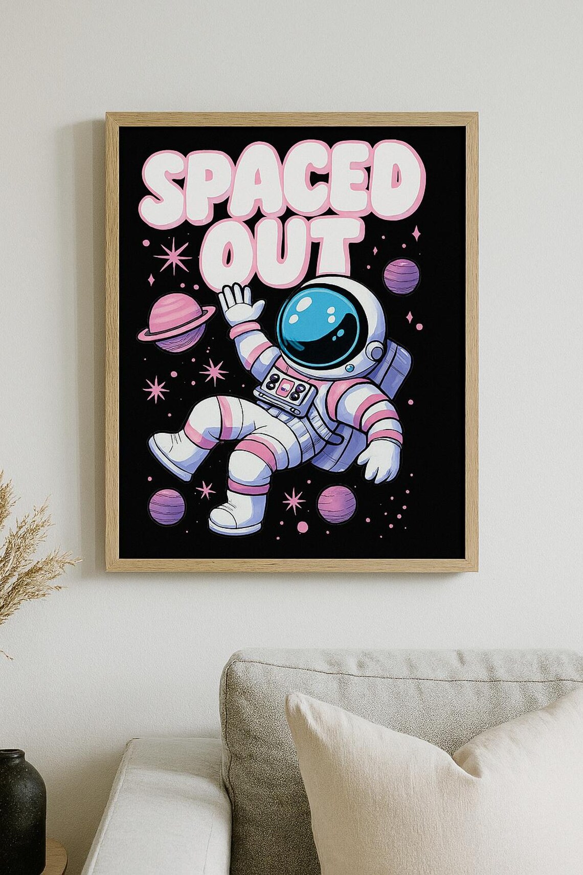 Spaced Out Astronaut Printable – Funny Space PNG Wall Art | Retro ...