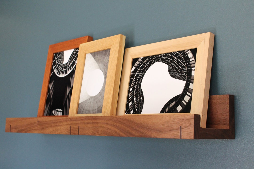 Handmade Walnut Wood Floating Picture Frame Shelf, Walnut Floating ...