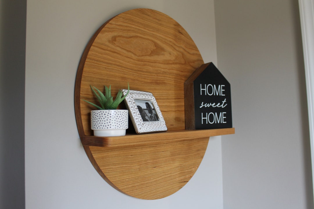 Solid Wood Round Wall Shelf Various Sizes & Wood Types - Etsy