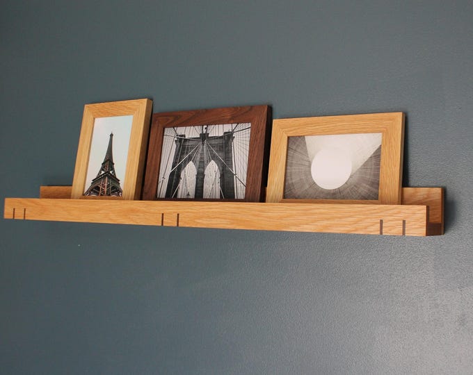 Wide White Oak Picture Frame Ledge, 5 Inches Deep Floating Shelf, Solid ...