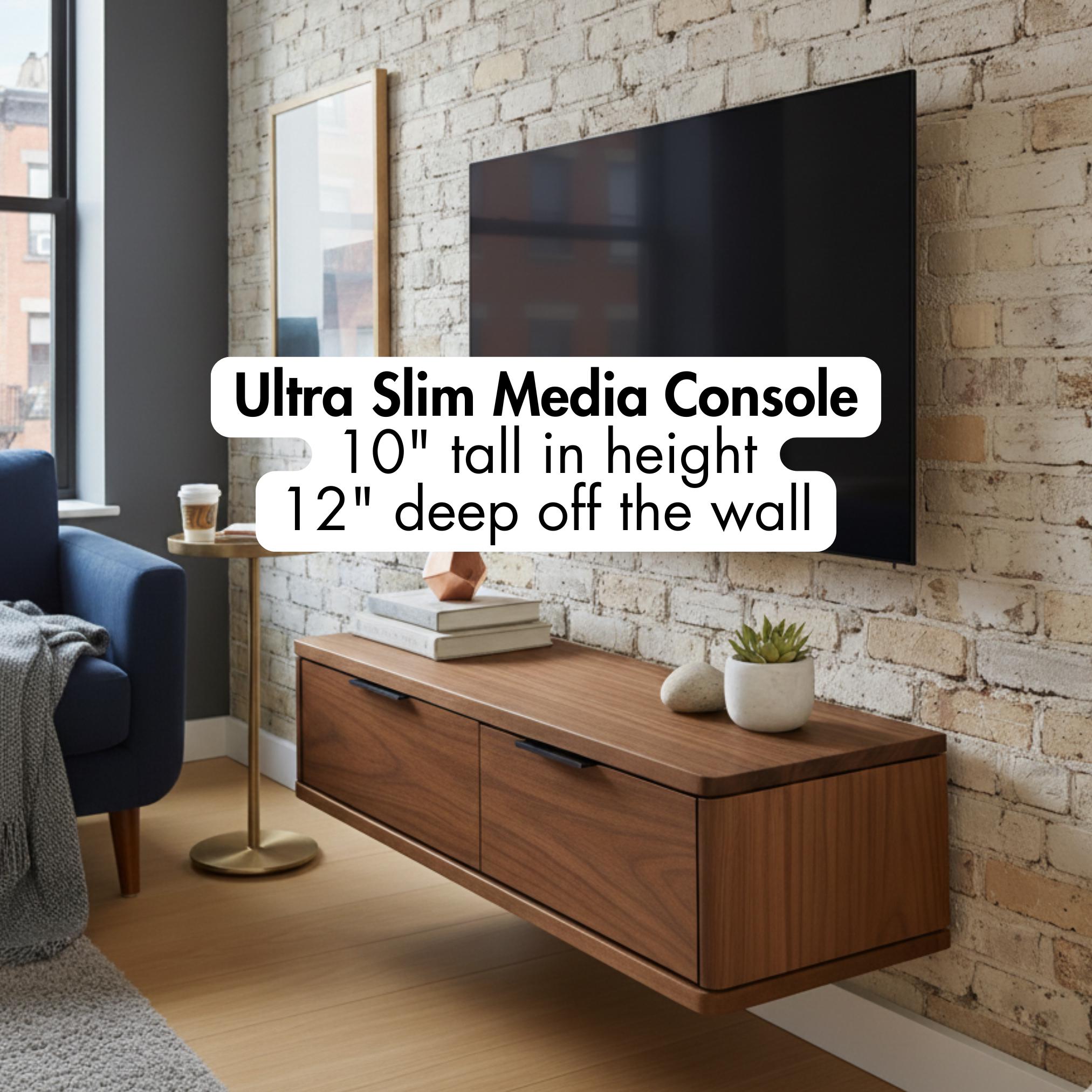 Ultra Slim Floating Media Console for Small Spaces, Available in Maple ...