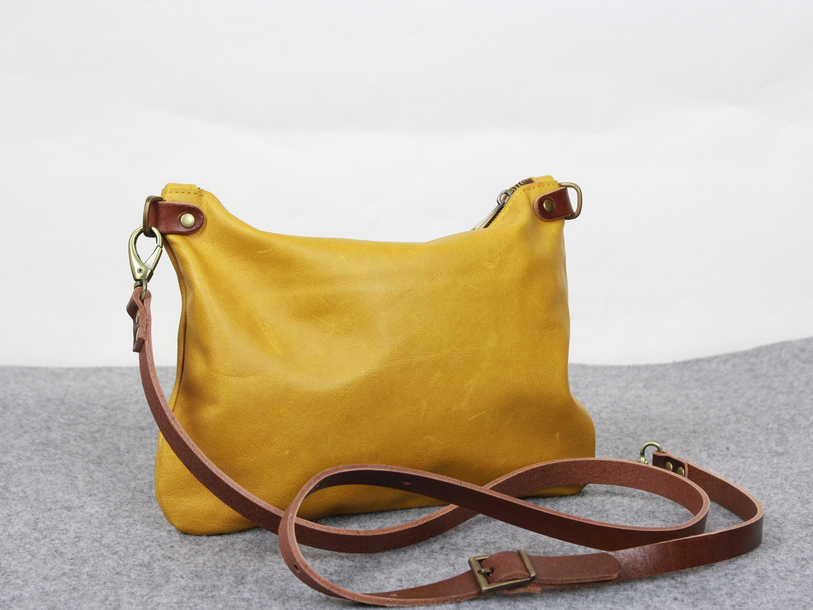 Small Leather Crossbody Bag Soft Leather Bag Small Zipper - Etsy