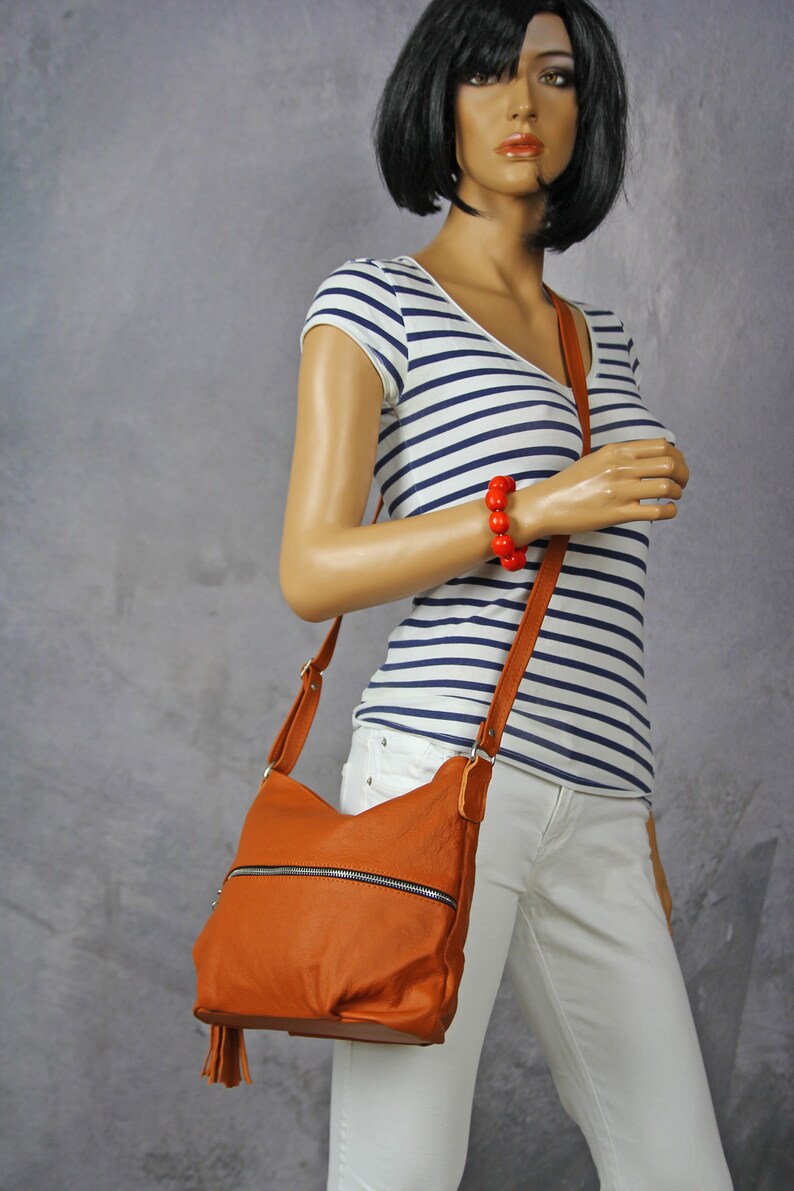 Leather Crossbody With Ziper and Adjustable Strap Small Cross | Etsy