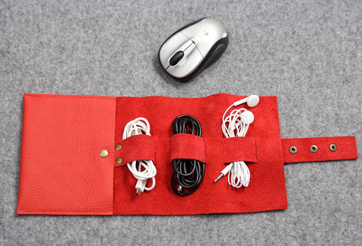 Leather Cord Keeper Cable Case Leather Case Pouch for Cord - Etsy