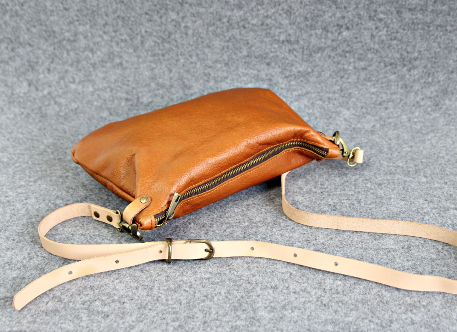 Leather Crossbody Bag, Tan Leather Purse, Medium Bag for Women Gift for ...