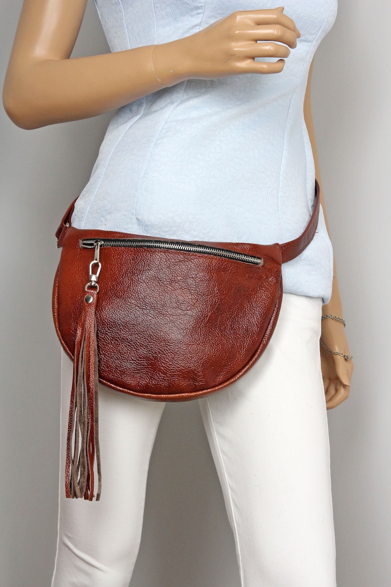 Cognac Brown Fanny Pack Larde Fanny Pack for Woman Waist - Etsy