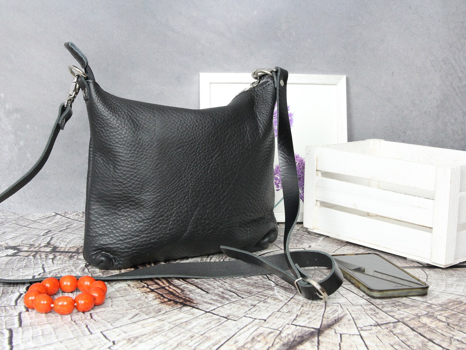 Black Women Crossbody Bag Black Leather Crossbody Everyday - Etsy