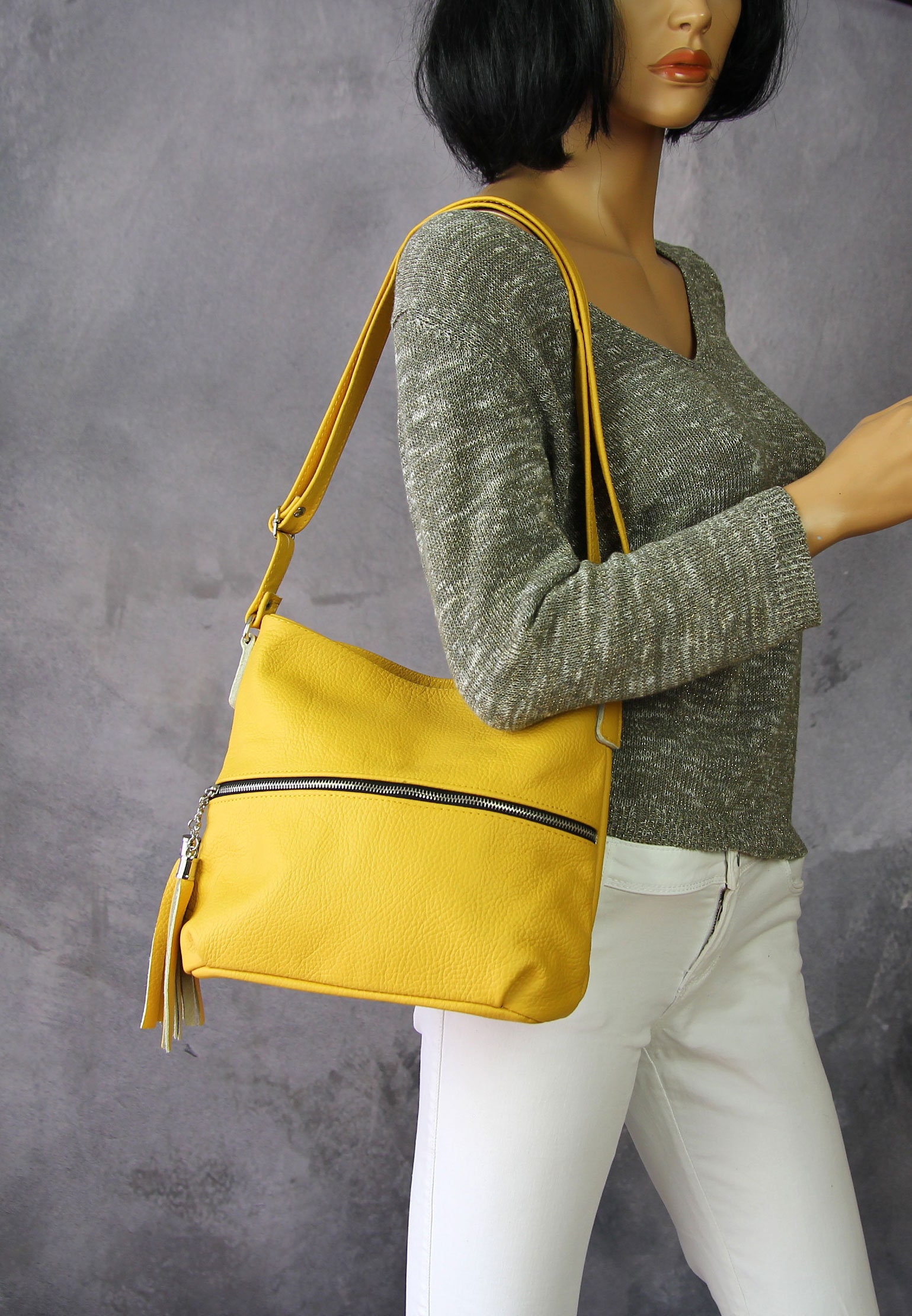 Leather Crossbody With Ziper and Adjustable Strap Convertible - Etsy