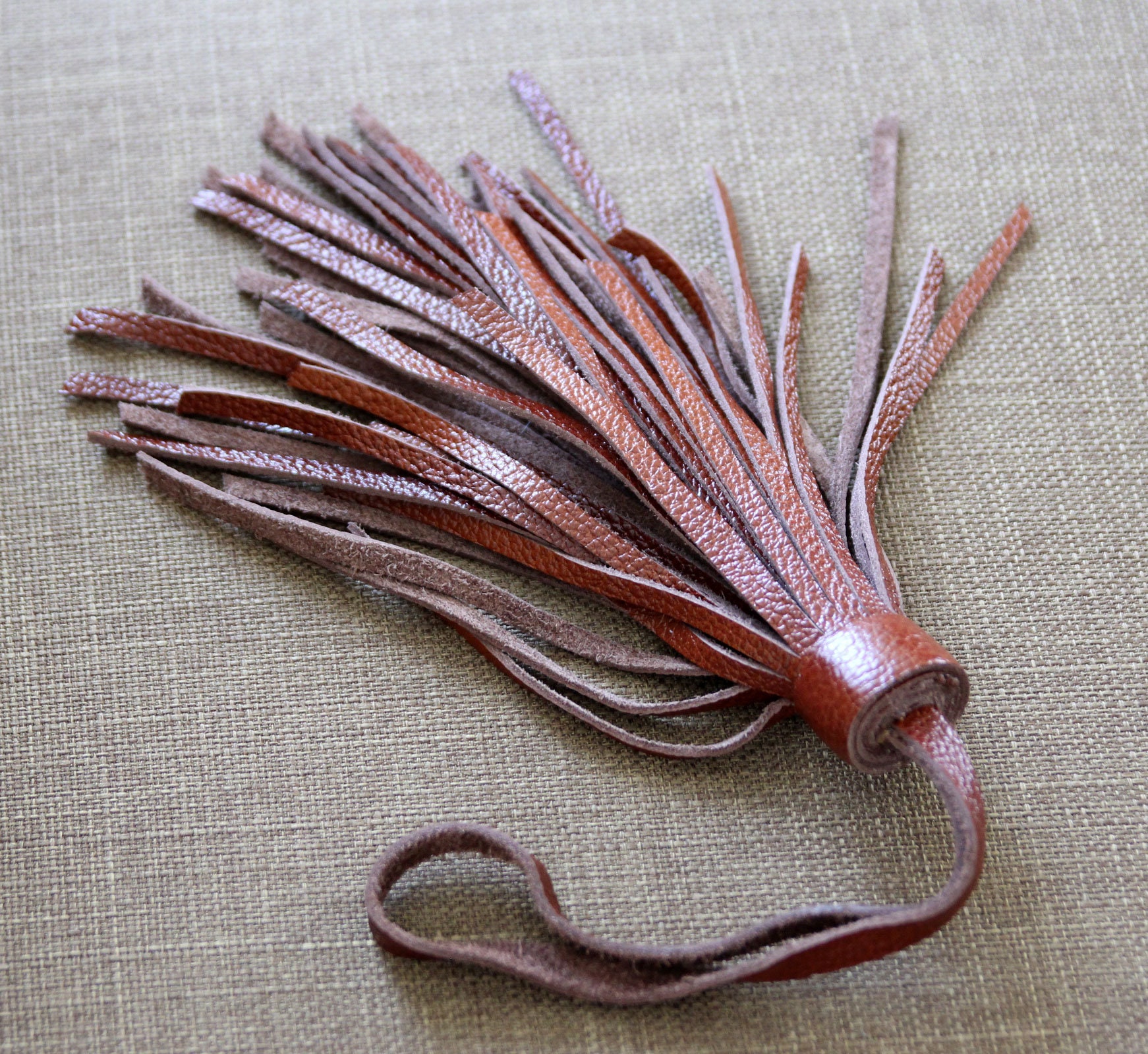 Leather Tassel Keychain Large Tassel Cognac Brown Tassel - Etsy