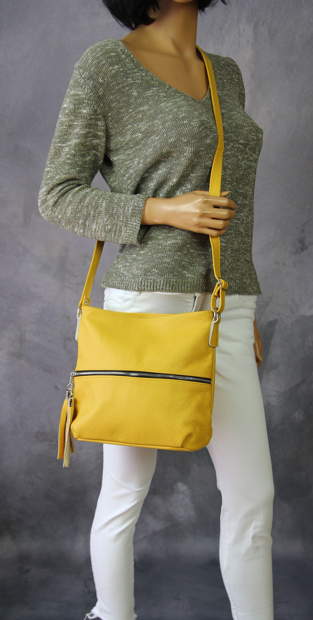 Leather Crossbody With Ziper and Adjustable Strap Convertible - Etsy