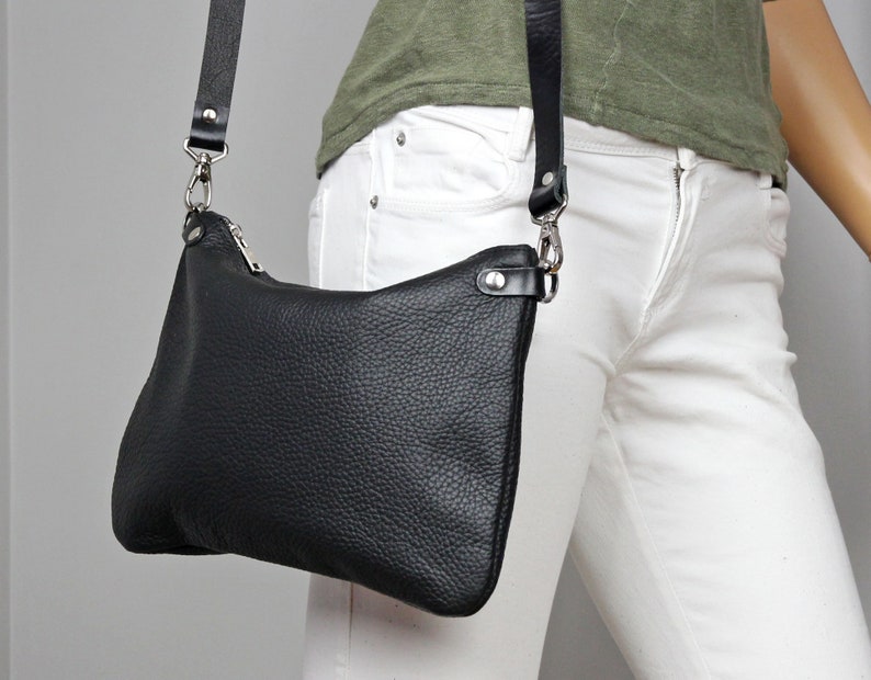 Black Leather Crossbody Bag Leather Bag Best Selling Purse - Etsy