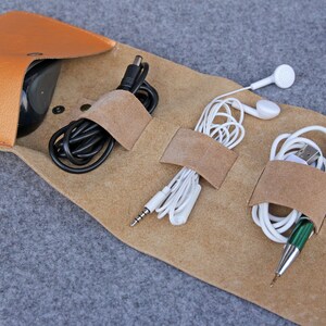 Earbud Holders Wrap, Organizer Case Roll, Cable Organizer Leather Cord ...