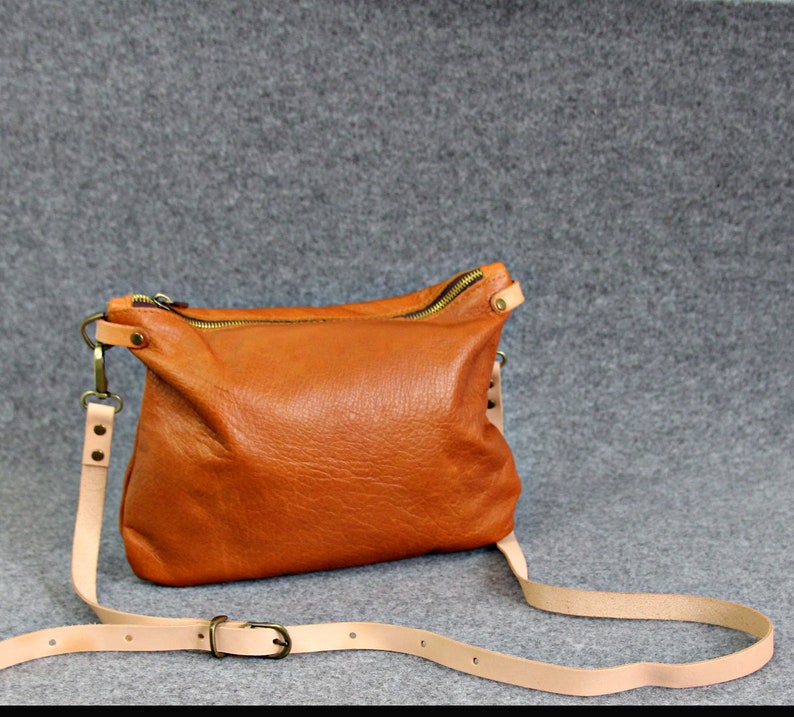 Leather Crossbody Bag Tan Leather Purse Medium Bag for Women | Etsy