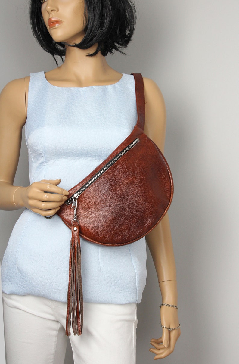 Cognac Brown Fanny Pack Larde Fanny Pack for Woman Waist - Etsy