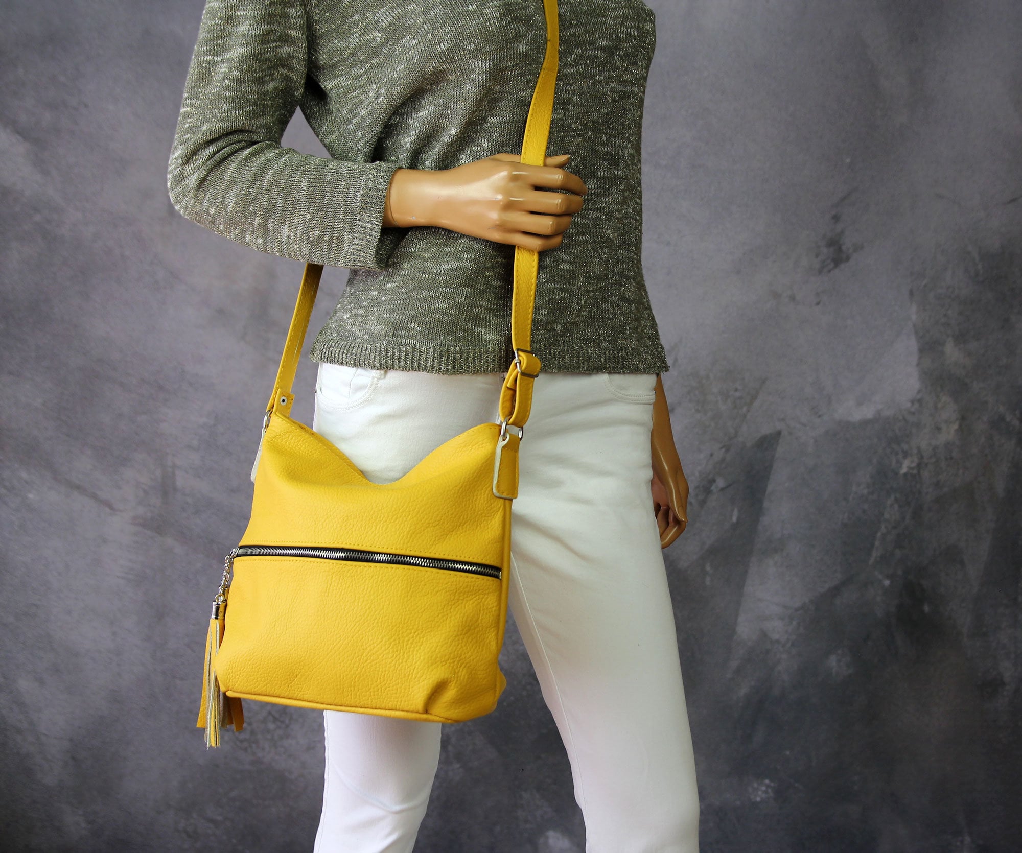 Leather Crossbody With Ziper and Adjustable Strap Convertible - Etsy