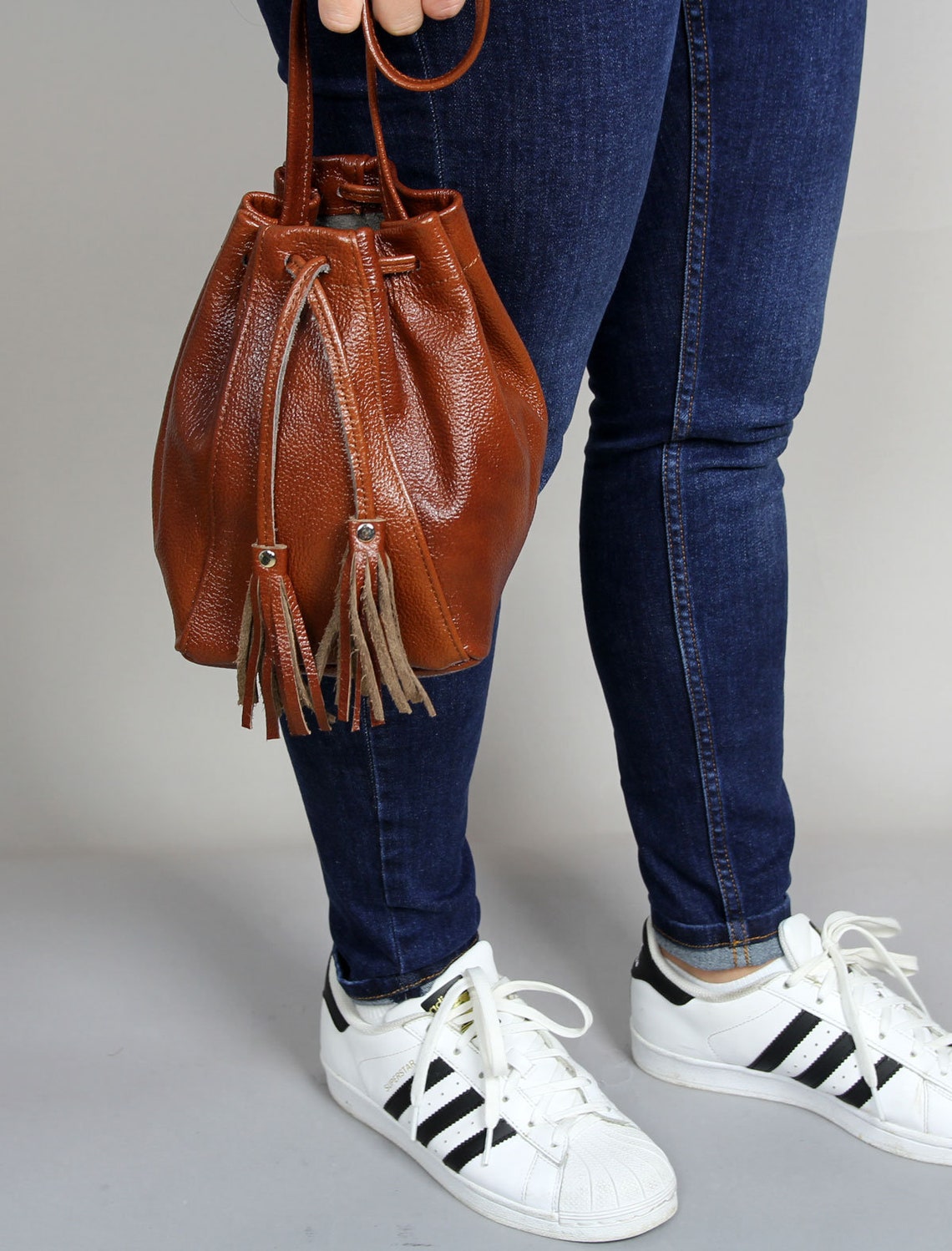 Leather Bucket Bag Drawstring Bag Leather Shoulder Bag - Etsy
