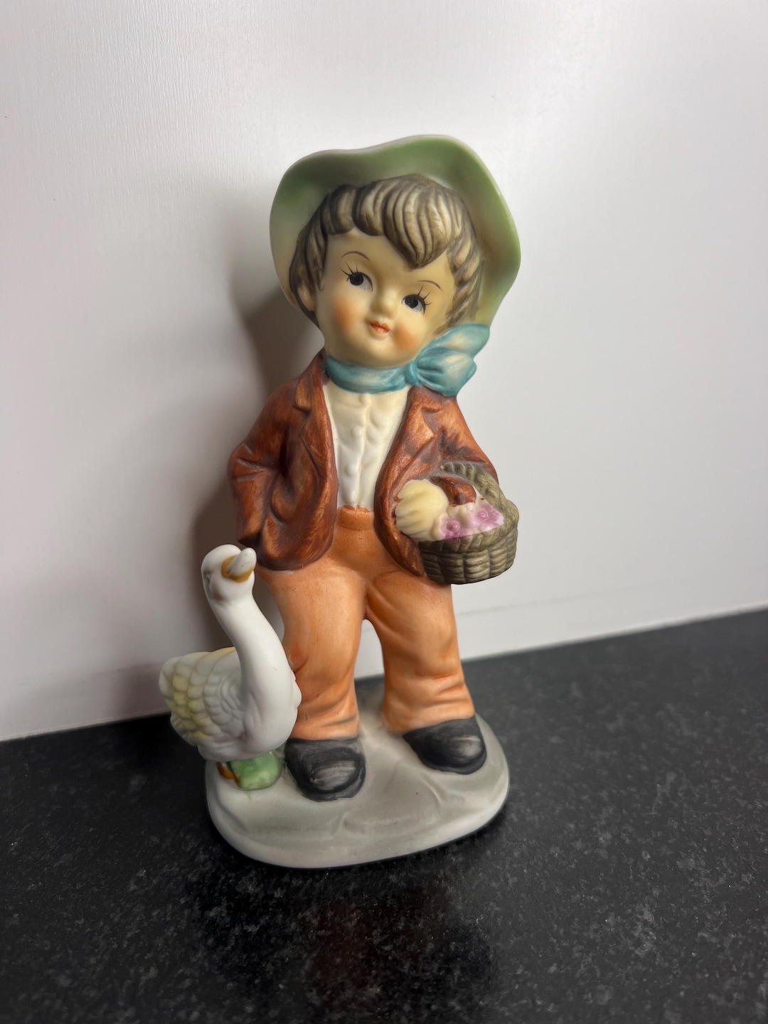 Vintage Porcelain Boy With Goose Figurine - Etsy