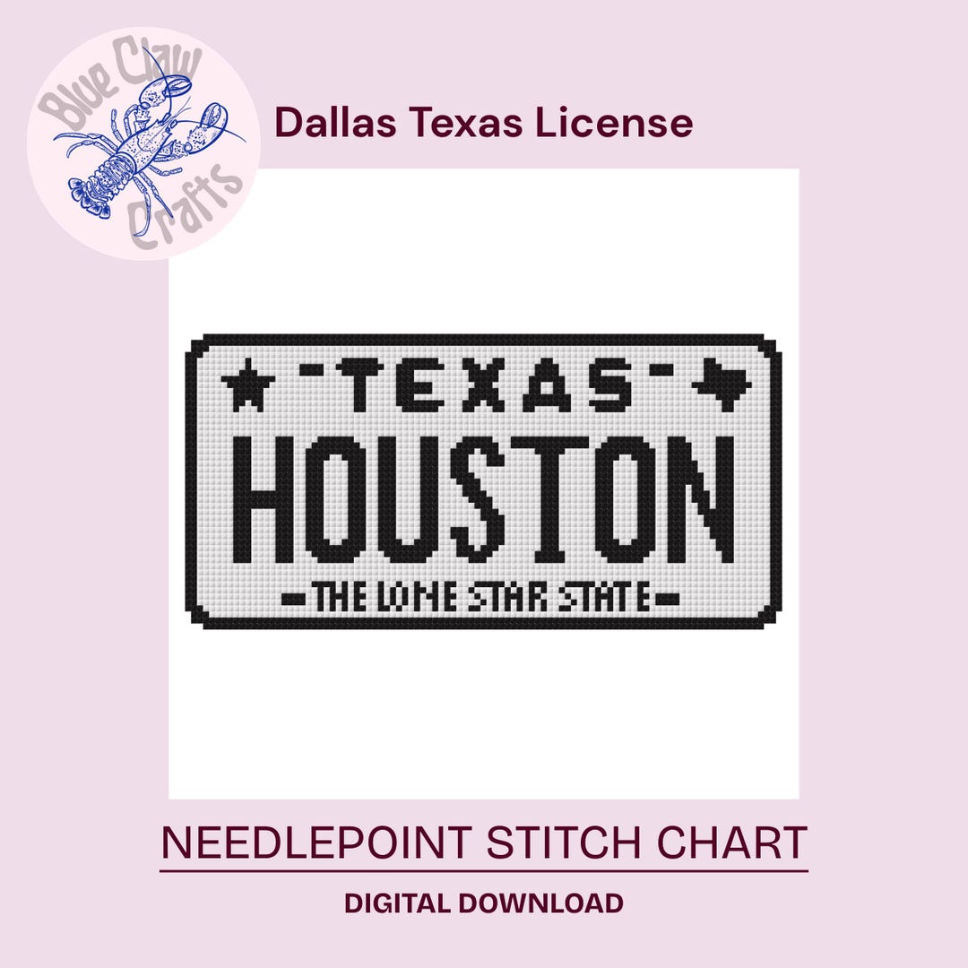 Houston Texas License Needlepoint Chart, Digital Stitch Chart PDF for ...