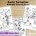 Kawaii Cute Easter Springtime Printable Coloring Pages, Bunny Rabbit ...