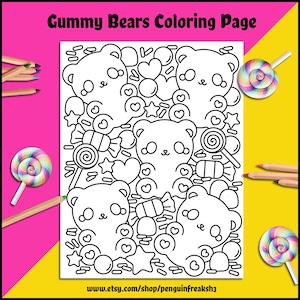 Gummy Bear Candy Printable Coloring Page - Etsy