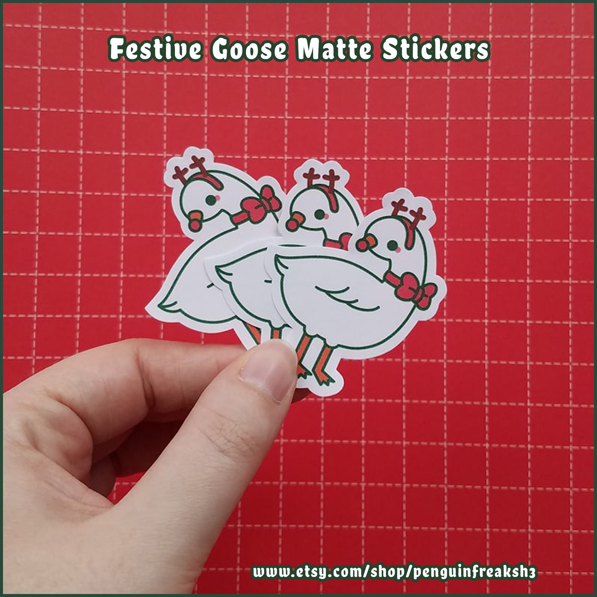 Kawaii Cute Festive Christmas Goose Matte Stickers, Holiday Stickers ...