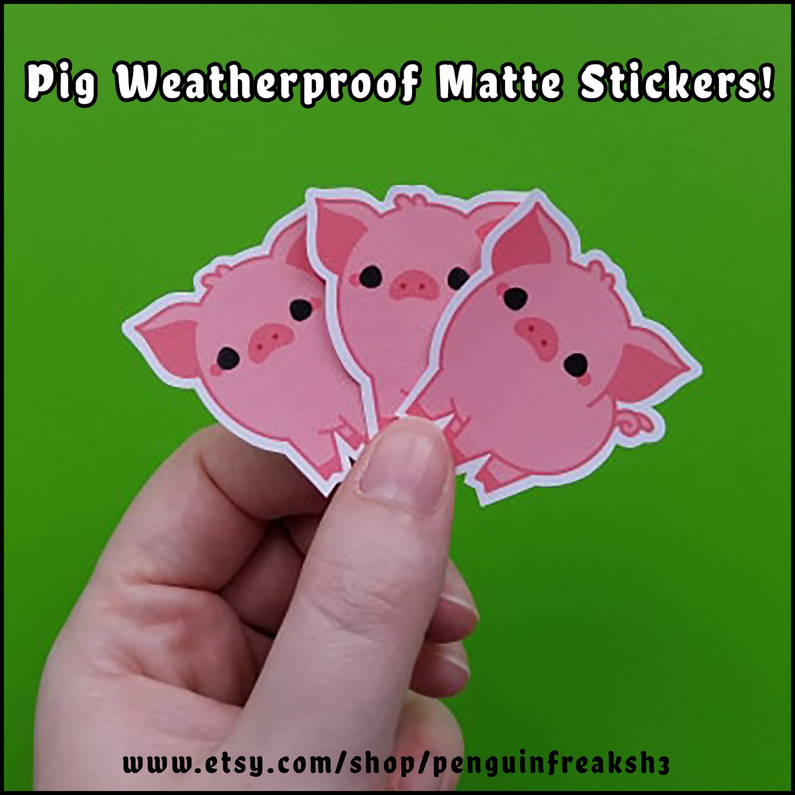 Pig Weatherproof Matte Stickers, Kawaii Cute Animal Sticker, Piggy ...