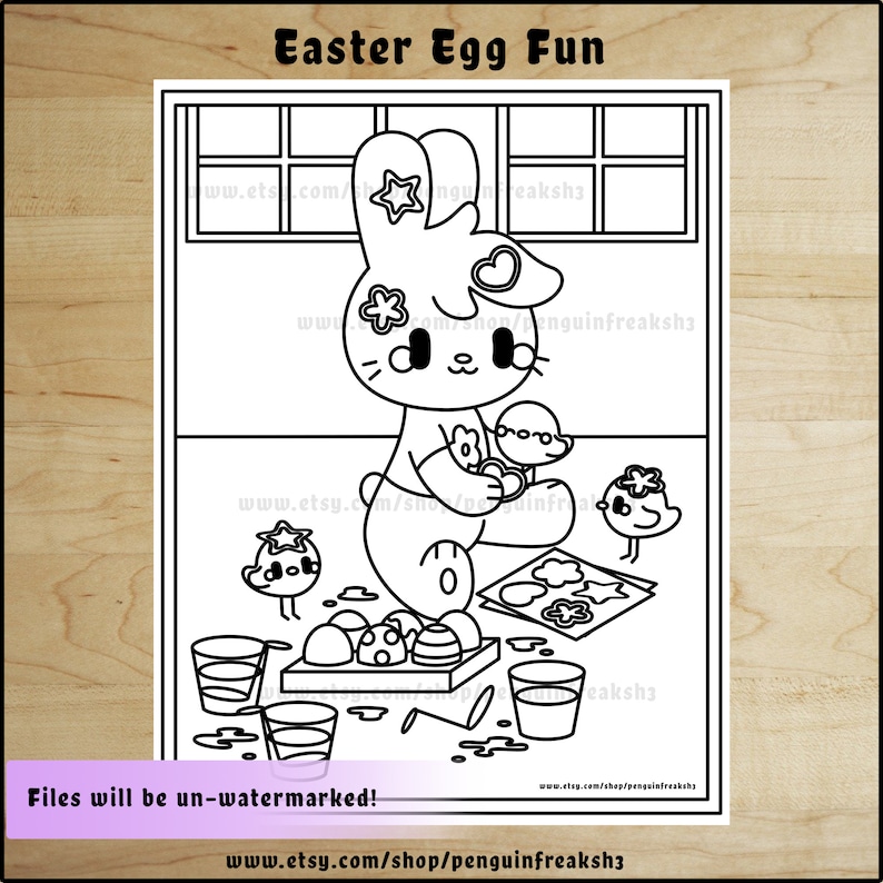 Kawaii Cute Easter Springtime Printable Coloring Pages, Bunny Rabbit ...