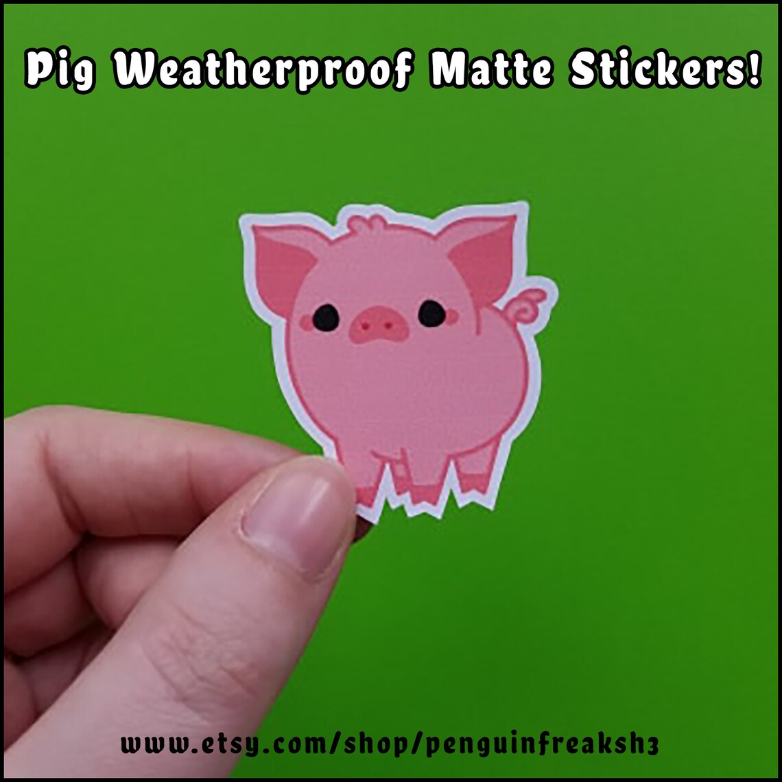 Pig Weatherproof Matte Stickers Kawaii Cute Animal Sticker - Etsy