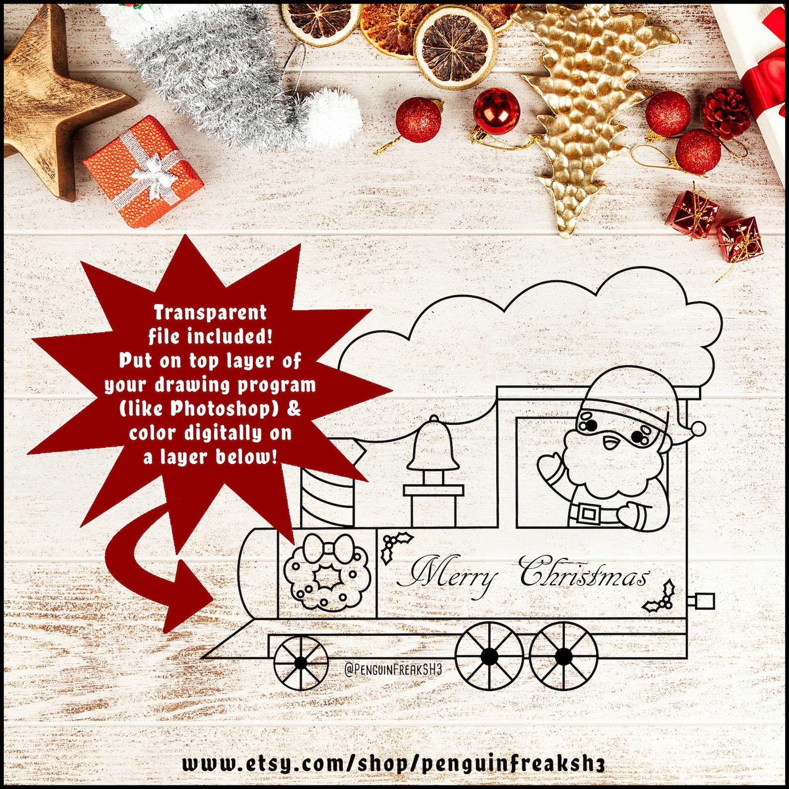 Cute Holiday Christmas Train Printable Coloring Pages (2 Pages) - Etsy