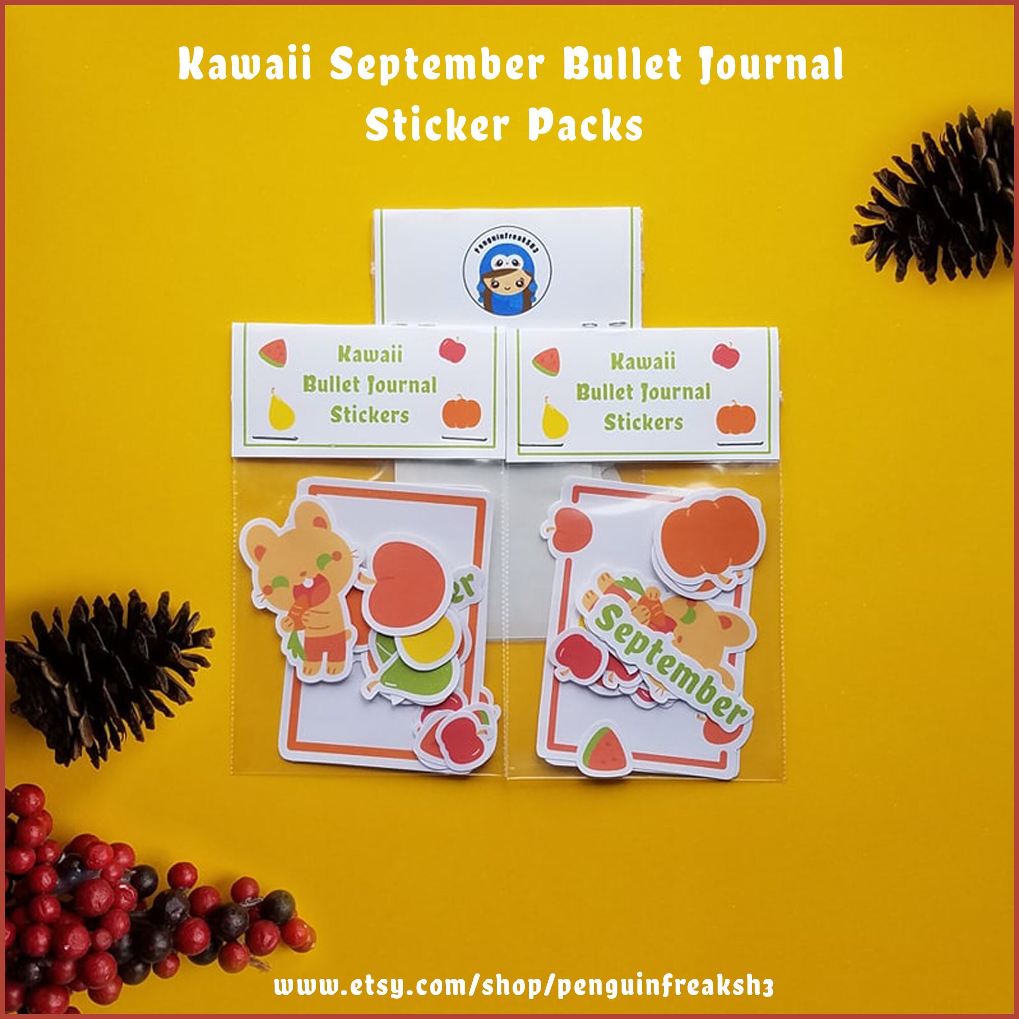 Kawaii-cute September Harvest Bullet Journal and Planner Sticker Pack ...