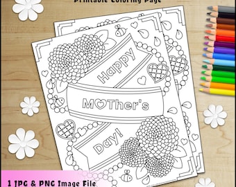 Bee Happy Mother's Day - Colouring in Page! - Etsy