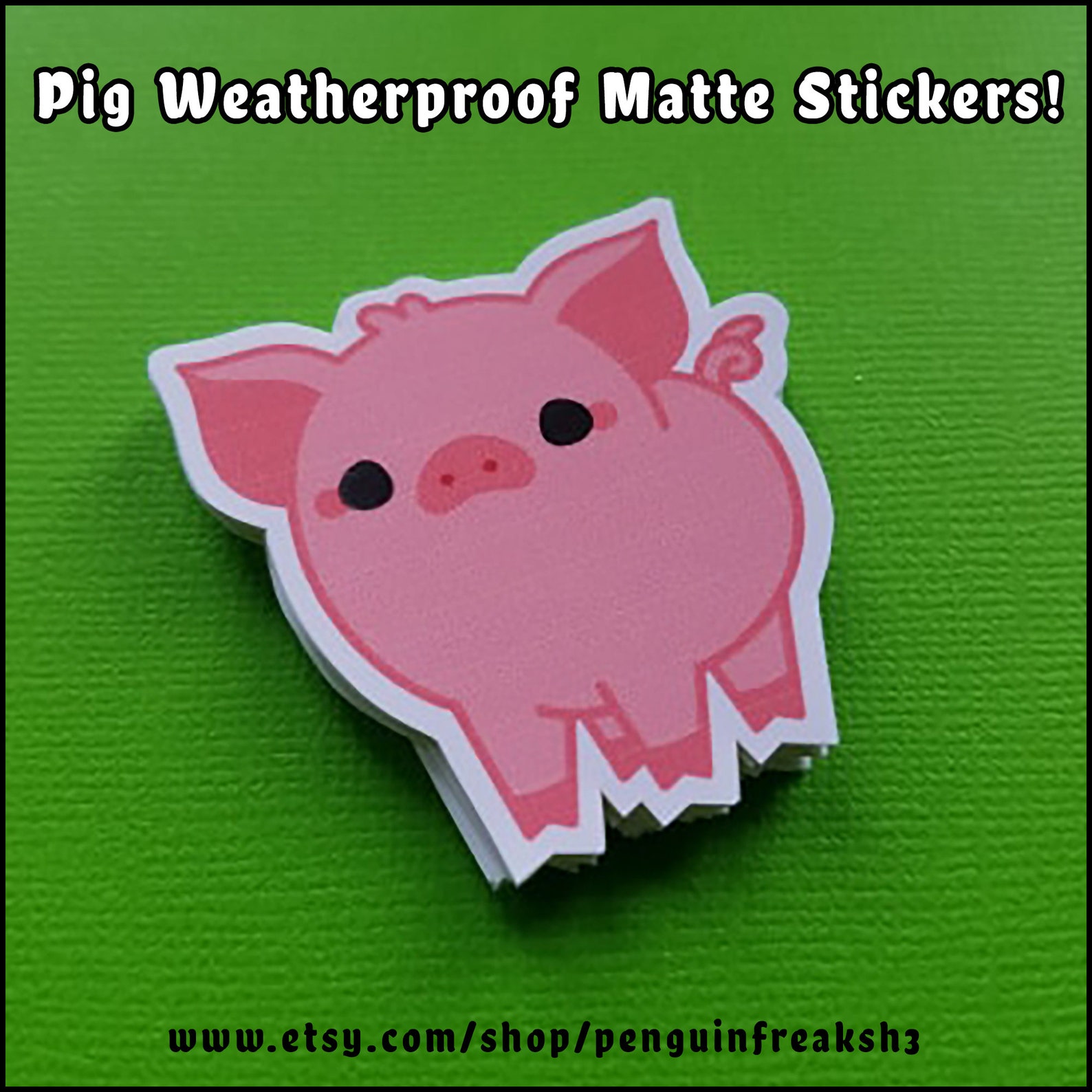 Pig Weatherproof Matte Stickers, Kawaii Cute Animal Sticker, Piggy ...