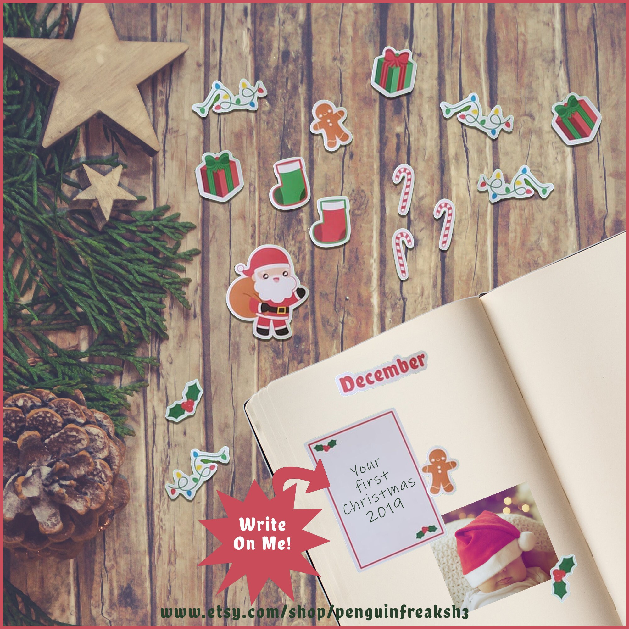 Kawaii Cute Christmas Sticker Packs for Bullet Journals, Planners and ...