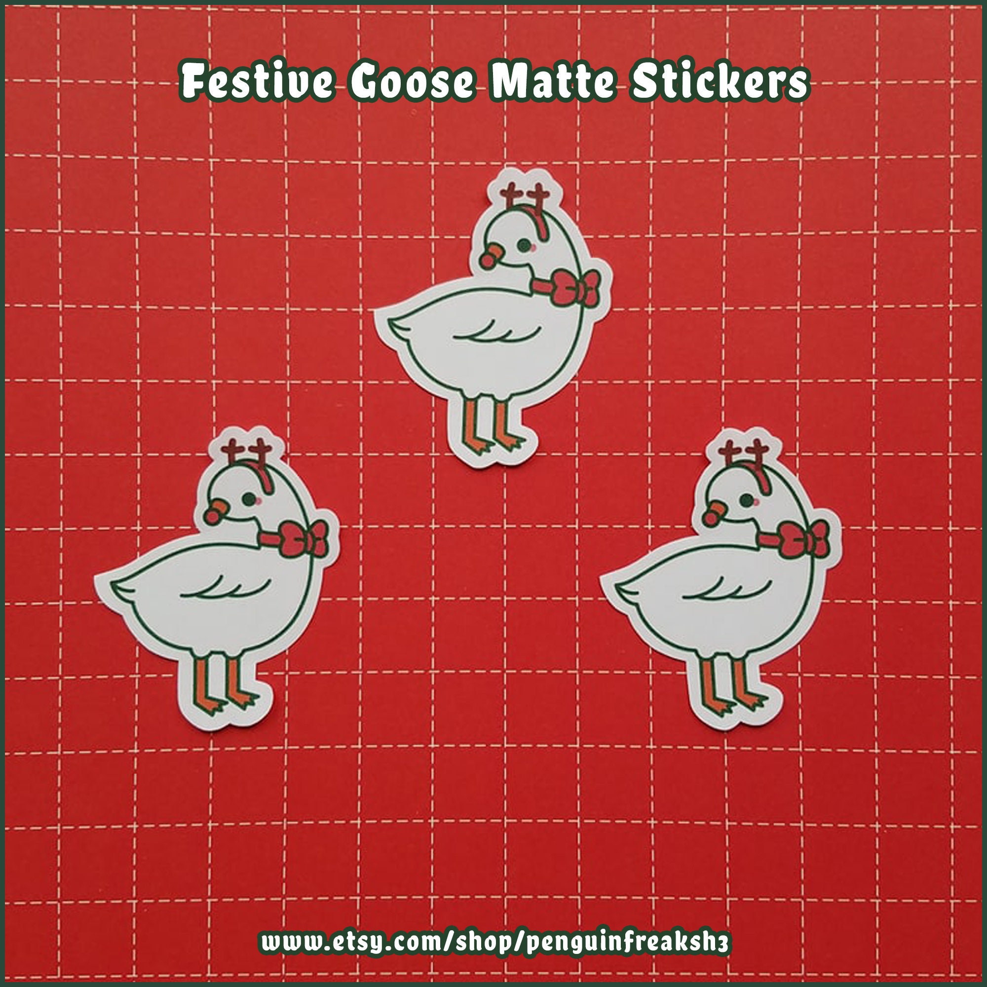 Kawaii Cute Festive Christmas Goose Matte Stickers, Holiday Stickers ...